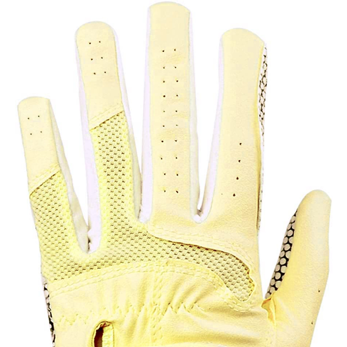 GH CLUB GH Women's Leather Golf Gloves One Pair - Plain Both Hands (Yellow, 19 (S))
