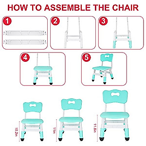 JIAOQIU Kids Chair Height Adjustable Toddler Chair Max Load 220LBS Plastic Indoor Outdoor Chair School Home Daycare Use Red