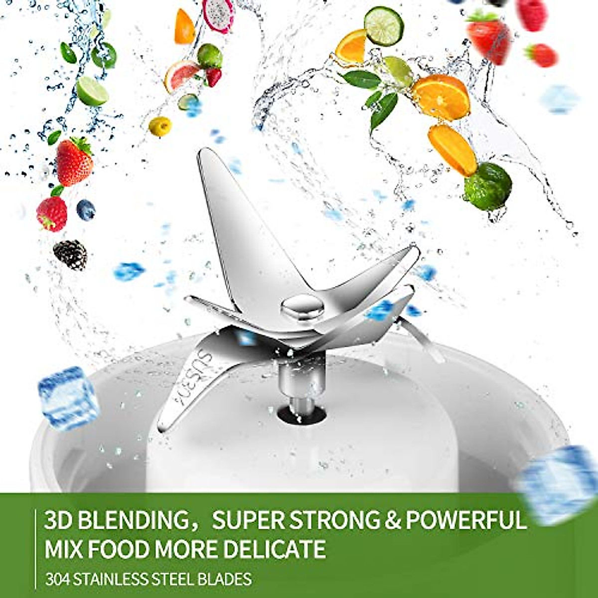 Yeaky Portable Blender, Mini Personal Blender with Detachable Base and USB Rechargeable, 16oz Juicer Cup for Shakes and Smoothie, Especially for Baby Food, Home Outdoor Office and Travel(white, 16oz)