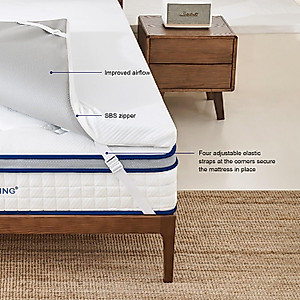 Memory Foam Mattress Topper for Pain Relief - 3 Inch Gel Infused Memory Foam Non-Slip Cover - Plush Feel - Cooling and Pressure Relieving - CertiPUR Certified - Dorm Room Essentials - Queen Size