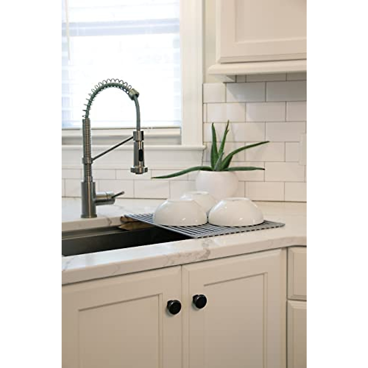 Camco 43519 Roll-Up Dish Drying Rack - Provides Extra Drying Space for Dishes, Pots and Pans - Heat-Resistant Up to 450° F - 17-Inches x 13-Inches