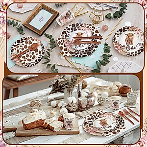 Tanlade 324 Pcs Highland Cow Birthday Decorations Birthday Party Supplies Serves 36 Baby Shower Dinner Plates Disposable Plates Cups and Napkins for Baby Shower Birthday Party Supplies
