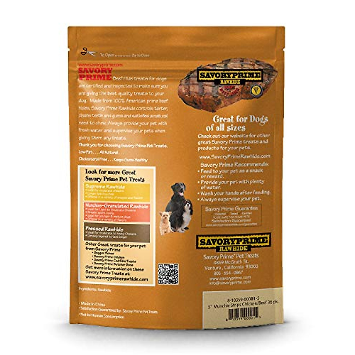 Savory Prime 36-Pack Munchie Strips, 5-Inch, Chicken And Beef