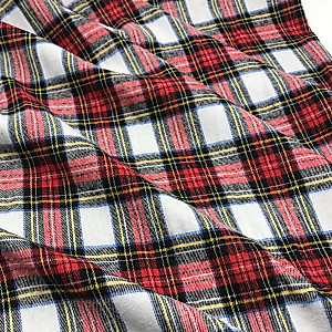 Red Tartan Plaid Fabric Cotton Width 57 Inches Yarn Dyed and Brushed for Festive Christmas Decorations and DIY Crafts and Dress (Red-White, Cut by The Yard)