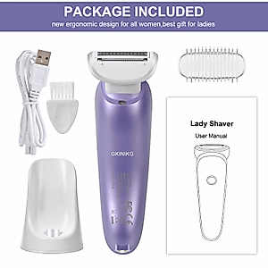 Electric Razors for Women Electric Shaver for Women Bikini Trimmer Womens Electric Razor Painless Body Hair Removal for Legs Arm Underarms Pubic Wet&Dry IPX7 Waterproof Rechargeable with Stand