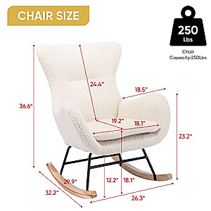 GEEVIVO Teddy Velvet Rocking Chair, Upholstered Accent Glider Rocker for Baby Nursery, Comfy Armchair Side Chair with High Backrest for Living Room, Bedroom (Gray, Teddy Velvet)