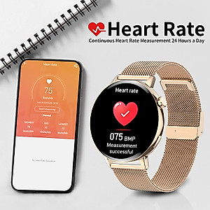 Smart Watches for Women (Make/Answer Call) 1.32" HD Display Fitness Watch with Sleep Blood Pressure Blood Oxygen Heart Rate Monitor, IP67 Waterproof Smart Watch for Android Phones & iOS(Gold)