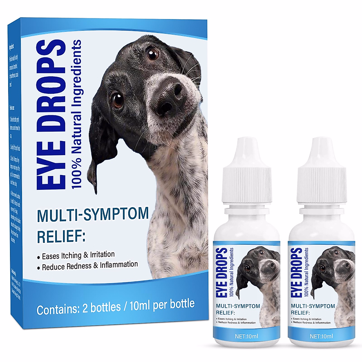 Atrilly Dog Eyé Drops, Dog Eyé Infection Treatment, Eyé Drops for Dogs & Cats to Clean Tear Streaks, Remove Eye Stains & Relieve Symptoms of Red Eye, Dryness Eye, Allergy, 10ml*2, Blue