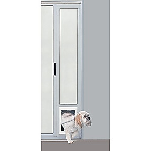 Ideal Pet Products Aluminum Pet Patio Door, Adjustable Height 77-5/8" to 80-3/8", 7" x 11-1/4" Flap Size, White