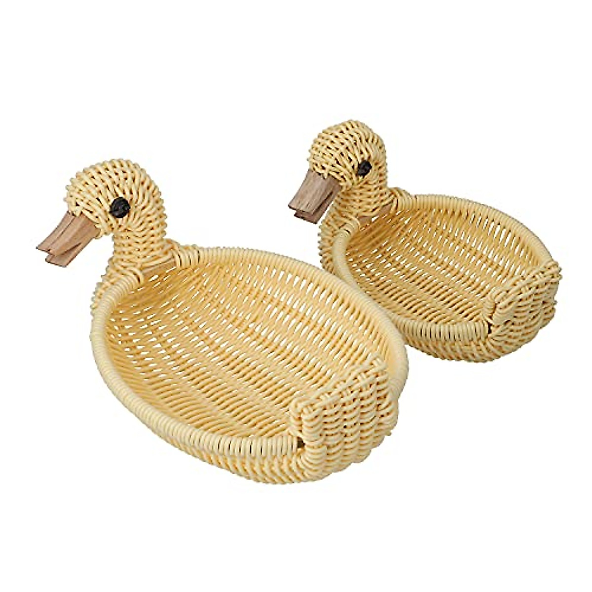 Shop LC Set of 2 Home Room Decor Beige Multi Purpose Durable Duck Shape Rattan Basket