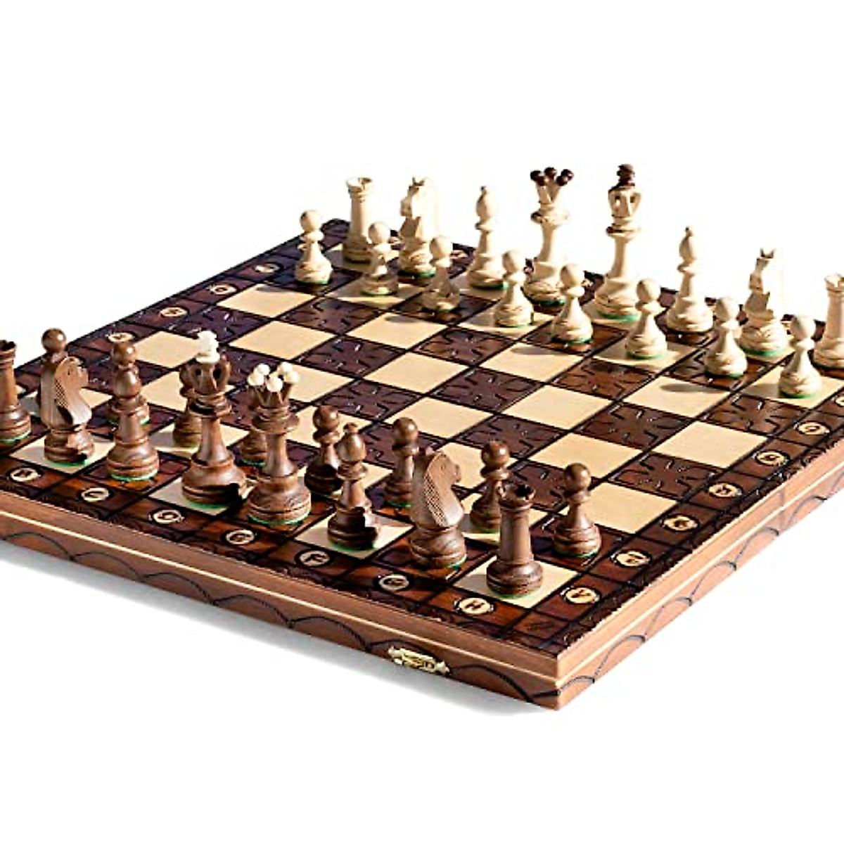16 Inch Wooden Chess Board Sets for Adults and Kids - Tournament Chess Set with Chess Pieces Storage Compartment - Professional Chess Set Handmade with Beech and Birchwood