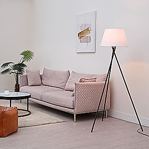 Globe Electric 67519 Allen 59" Floor Lamp, Matte Black, White Linen Shade, On Off Switch on Socket