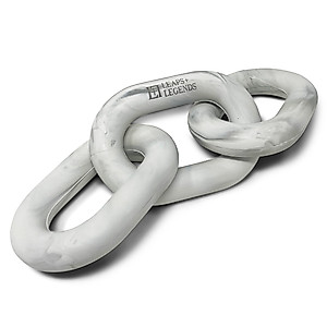 Tug of War Dog Chew Toy - Natural Rubber Heavy Duty Marble Links - Neutral Aesthetically Pleasing Puppy Chew Toys for Small, Medium or Large Dogs (White & Gray Marble)