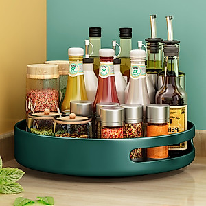 Lazy Susan Organizer, SAYZH Metal Steel Rotating Spice Racks with Turntable for Kitchen Pantry Cabinet Cupboard Table, 10 inch Black