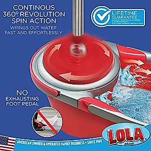 The Revolution Microfiber Spin Mop System | Hardwood, Tile, Marble, and Laminate Floor Cleaner | Wet and Dry Usage | 360° Spinning Action | Machine Washable,Red