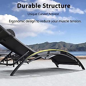 PURPLE LEAF Patio Chaise Lounge Chair Set with 2 Side Table Outdoor Pool Adjustable Recliner Chairs for Outside Beach Poolside Sunbathing Tanning Lounger