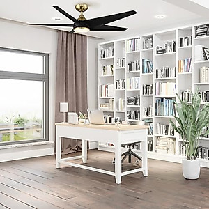 WAC Smart Fans Viper Indoor and Outdoor 5-Blade Smart Home Ceiling Fan 60in Soft Brass Matte Black with 3000K LED Light Kit and Remote Control works with Alexa and iOS or Android App