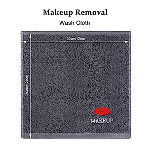 30 Pcs Soft Cotton Makeup Remover Towels 12 x 12 Inch Wash Cloths for Your Face Makeup Towels with Makeup Embroidery Reusable Washcloth for Women Gentle Face Wash, Makeup Removal (Gray)