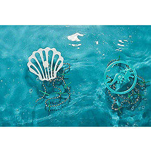 DrainWig Shower Drain Hair Catcher, Disposable Drain Protector, Ocean, White & Teal, 2 Pack