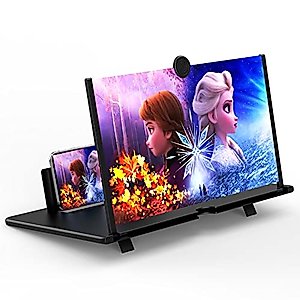 12" Screen Magnifier for Cell Phone - 3D HD Magnifying Projector Screen Enlarger Expanders for Movies, Videos and Gaming – Foldable Phone Stand with Screen Amplifier–Compatible with All Smartphones