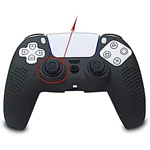 Silicone Skin Anti-Slip Protective Rubber Case Cover with Thumb Grips Stick Joystick Cap for Playstation 5 PS5 Controller Gamepad Game Protector Cover (Black)