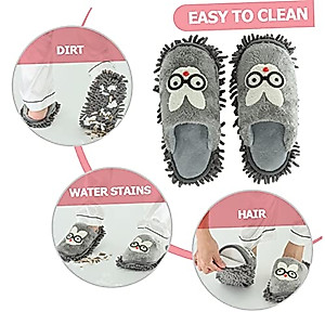 VILLCASE 1 Pair Mop Slippers Cute Slippers Microfiber Mops Cleaning Mops Floor Cleaner Microfiber Shoes Cover Cleaning Slipper Cartoon Mopping Slipper Cartoon Mop Slippers Winter Slipper