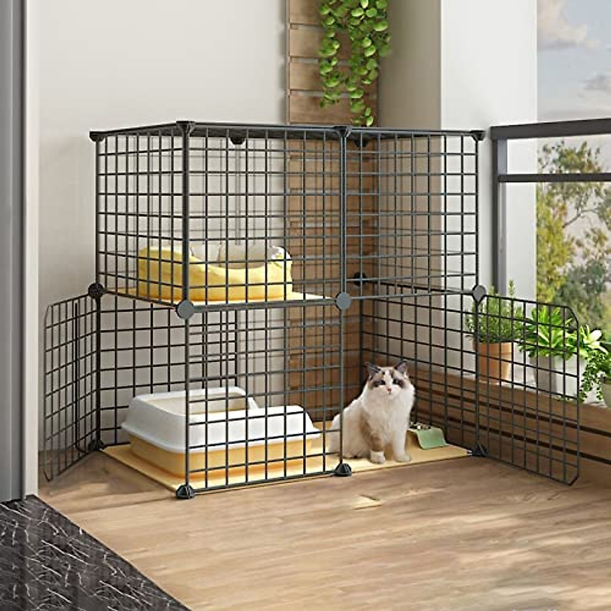 Cat Cage, Cat Crates for Indoor Cats Cat Playpen , Cat Outdoor Enclosure Diy Cat Playpen Metal Kennel with Platform Mat for 1-2 Cats, Ferret, Chinchilla, Rabbit, Small Animals ( Size : 75*39*73cm )