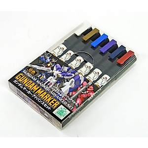 Mr Hobby GSI Creos Gundam Marker MSV Advance Set 6 Colors New white, Red gold, Light blue, Purple, Titans blue, Char pink GMS124 With Kanji LOVE Sticker, 5.98 x 5.98 x 0.5 in