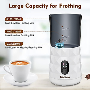 KIGOZOLO Milk Frother Steamer 4 in 1 Electric Coffee Frother with Quiet Operation,Effortless Foam,Unique Diamond Design,Temperature Control, and Auto Shut-Off, Perfect for Coffee Lovers(White)
