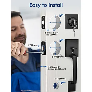 ELAMOR Front Door Handle with Deadbolt Set, Oil Rubbed Bronze, Adjustable Latch, Easy Installation, Durable Zinc Alloy, Modern Style