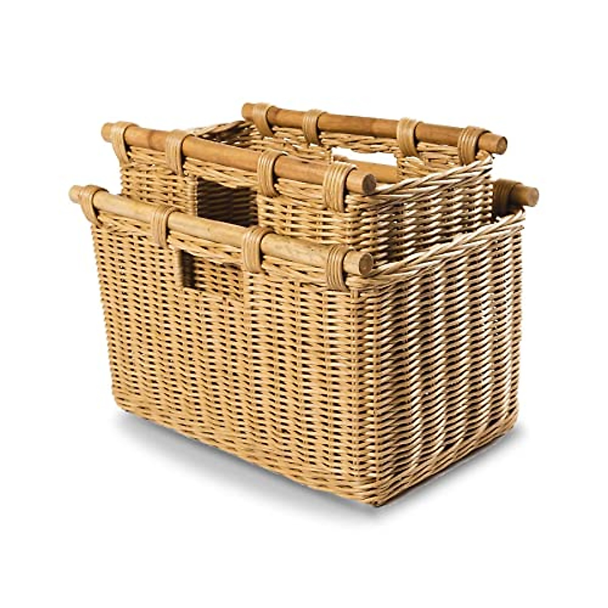 The Basket Lady Tall Narrow Wicker Storage Basket, Medium, 18 in L x 12 in W x 11 in H, Sandstone
