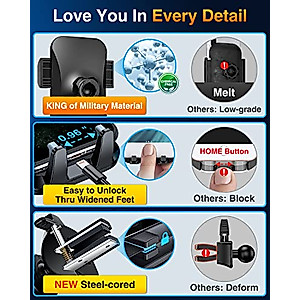 VANMASS [Upgraded] Cell Phone Holder Car [Anti-Slip Soft Silicone & Powerful Suction] Dashboard Windshield Universal Phone Car Mount, Compatible with iPhone 14 13 12 11 Pro Max &Truck/SUV/Jeep (Gray)