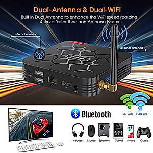 X6 PRO Android TV Box 10.0, Android TV Box 4GB RAM 64GB ROM, H616 Quad-Core 64bits 100M LAN Dual-WiFi 2.4G/5G Android Box with 6K/AV1/3D/USB 3.0/BT 4.2 with Wireless Keyboard