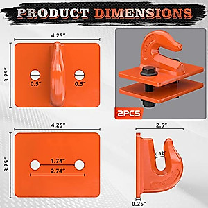 AMBULL 2 Pack 3/8" Tractor Bucket Grab Hook Grade 70 Forged Steel Bolt On Grab Hook Tow Hook Mount with Backer Plate,Work Well for Tractor Bucket, RV, UTV,Truck, Max 15,000 lbs, Orange
