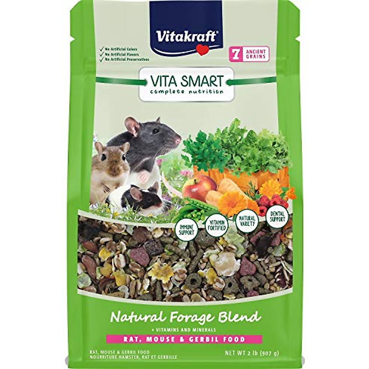 Vitakraft Vita Smart Rat and Mouse Food - Complete Nutrition - Premium Fortified Blend with Ancient Grains for Rats, Mice, and Gerbils