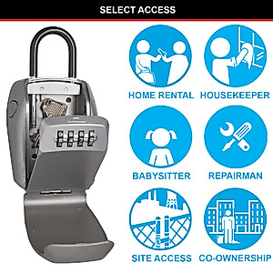 Master Lock Heavy Duty Key Lock Box, Outdoor Lock Box for House Keys, Key Safe and Combination Lock, 5 Key Capacity, 5414EC