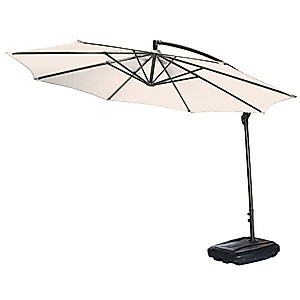 Flueyer 10Ft 8 Ribs Patio Umbrella Replacement Canopy Double-Layer Offset Cantilever Hanging Patio Umbrella Market Umbrella for Outdoor Umbrella(CANOPY ONLY), Beige