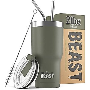 Beast 20 oz Tumbler Stainless Steel Vacuum Insulated Coffee Ice Cup Double Wall Travel Flask (Army Green)