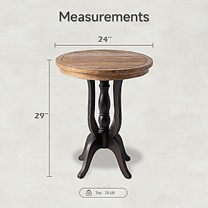 COZAYH Rustic Farmhouse End Table, Natural Top Side Table for Family, Dinning or Living Room, Handcrafted Finish, Modern, Black