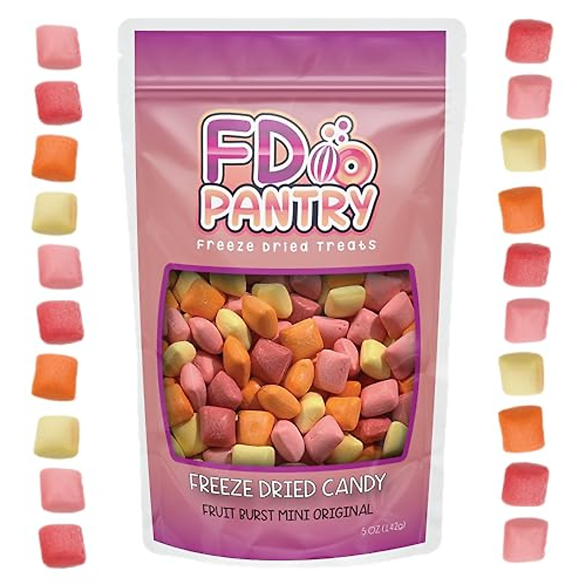 Freeze Dried Fruit Bursts Candy - Mini Original Hard Candy Mix 5oz Treat Snack Gift Bag Cherry, Strawberry, Lemon, Orange Candies Freeze-Dried Candies