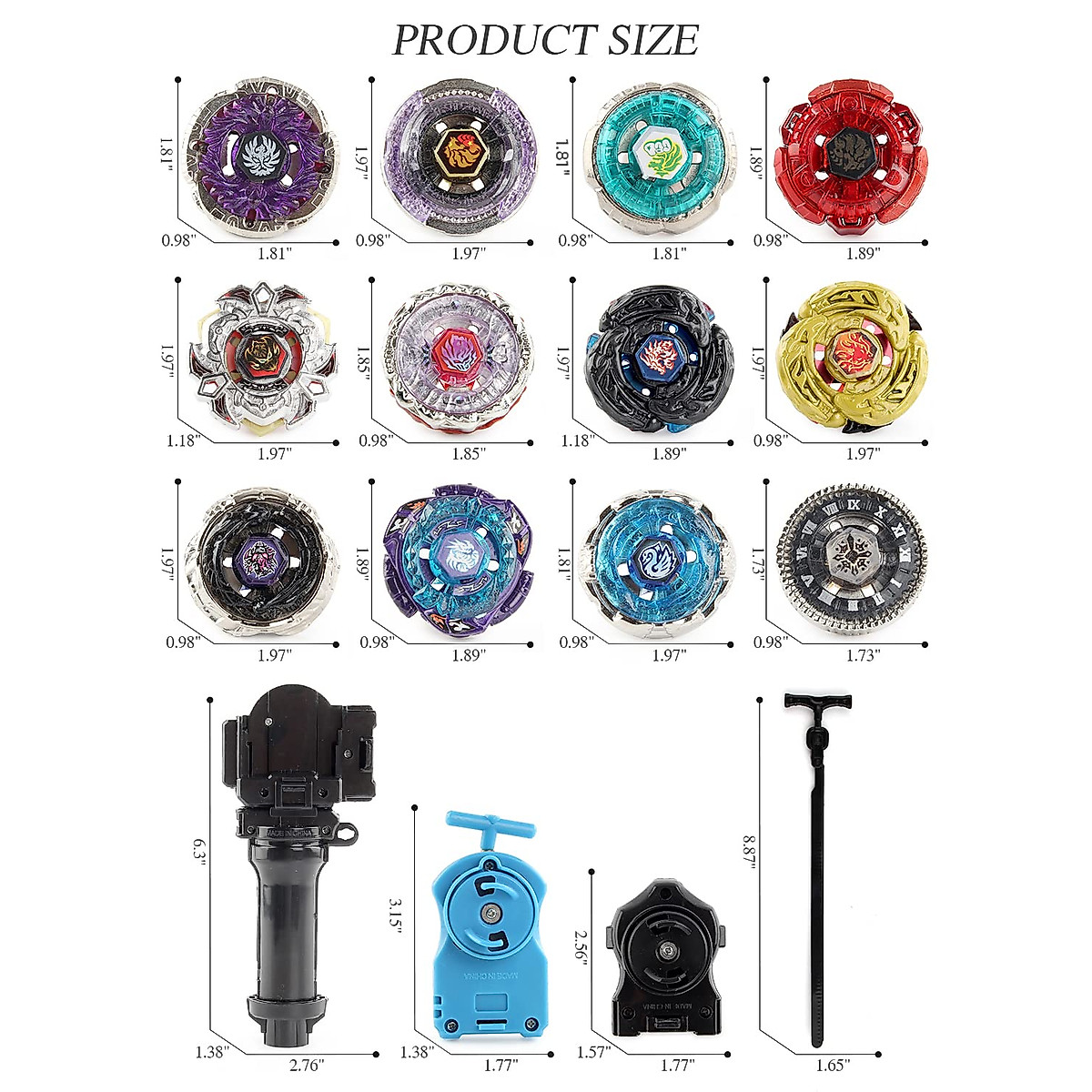 Bey Battling Top Toy Blade Set 12 Spinning Tops 3 Launchers Metal Fusion Gyro Game with Portable Storage Box Gift for Kids Children Boys Ages 6+… 12pcs