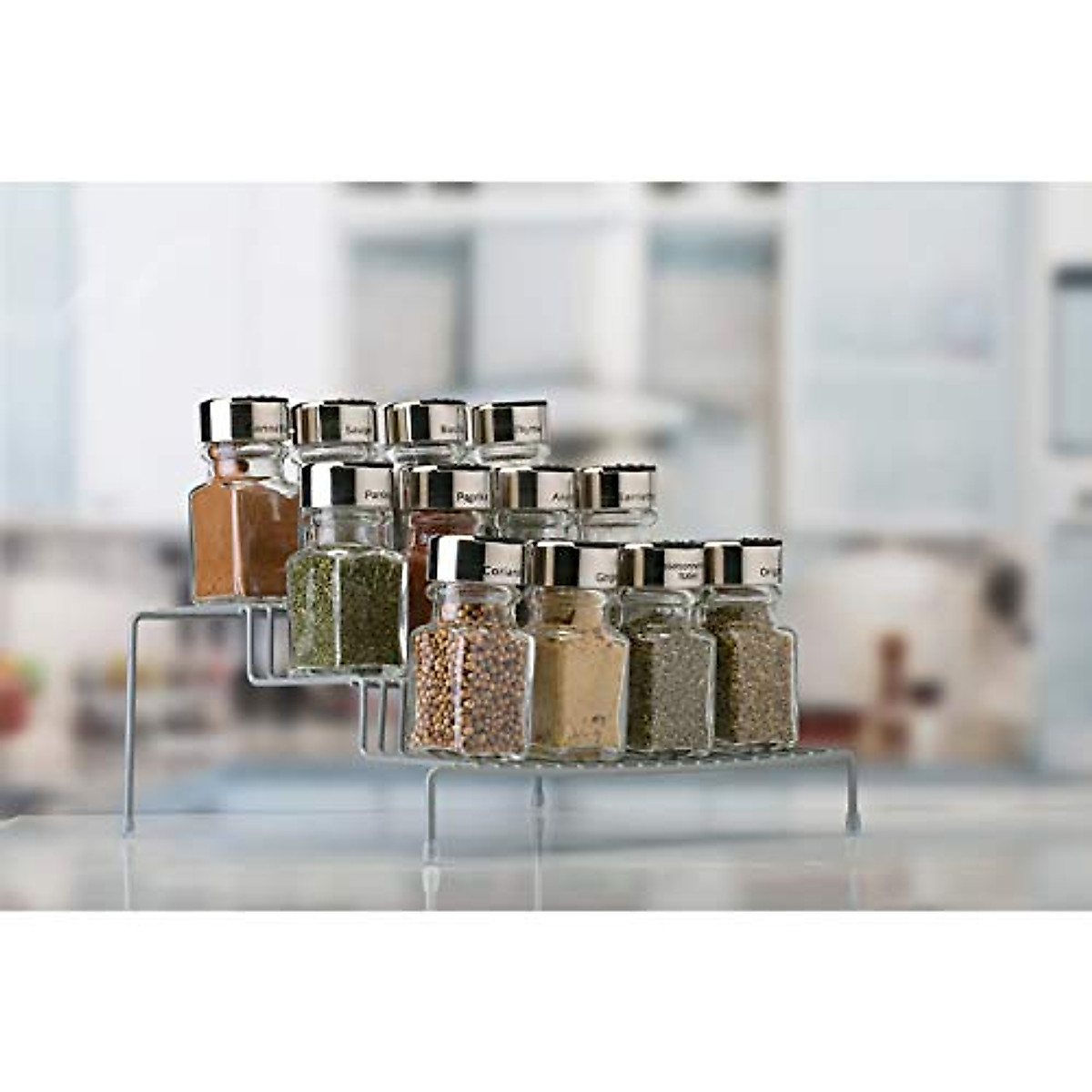 Kitchen Details 3 Tier Free Standing Spice Rack | Organizer Shelf | Countertop | Pantry | Kitchen Cabinet | Grey