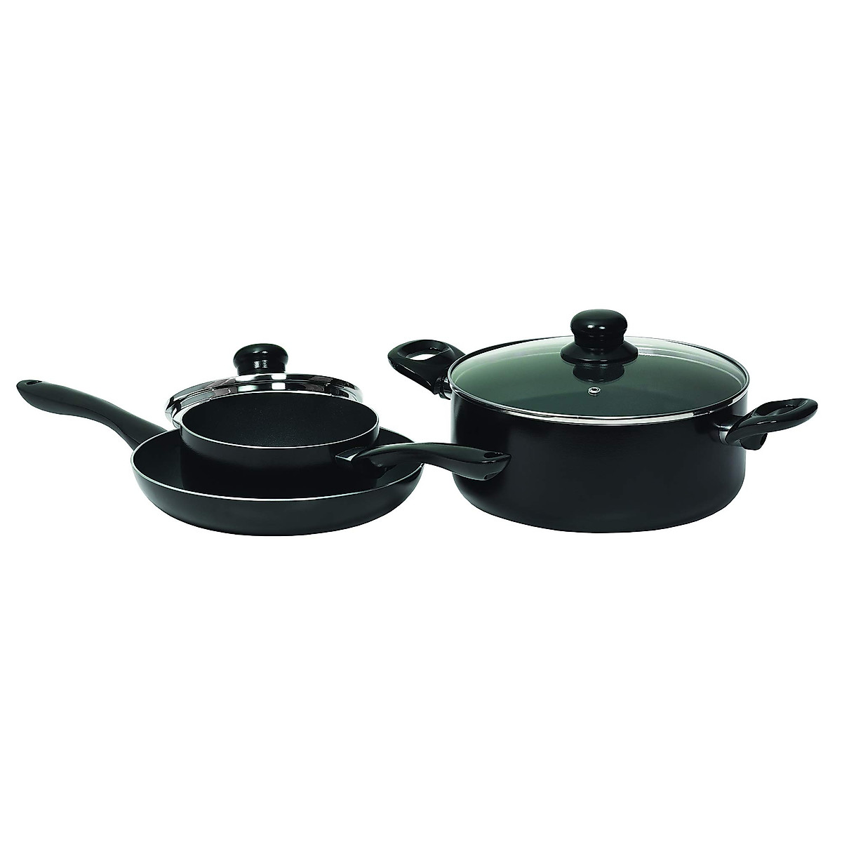 Starfrit Simplicity 5-Piece Cookware Set with Bakelite Handles, Black