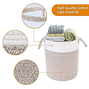 VOYSIGN Cotton Rope woven Basket Large size 16"x16"x17.7"- can be used for organization and storage, Baby Laundry Baskets, Woven Blanket Baskets, Storage bins