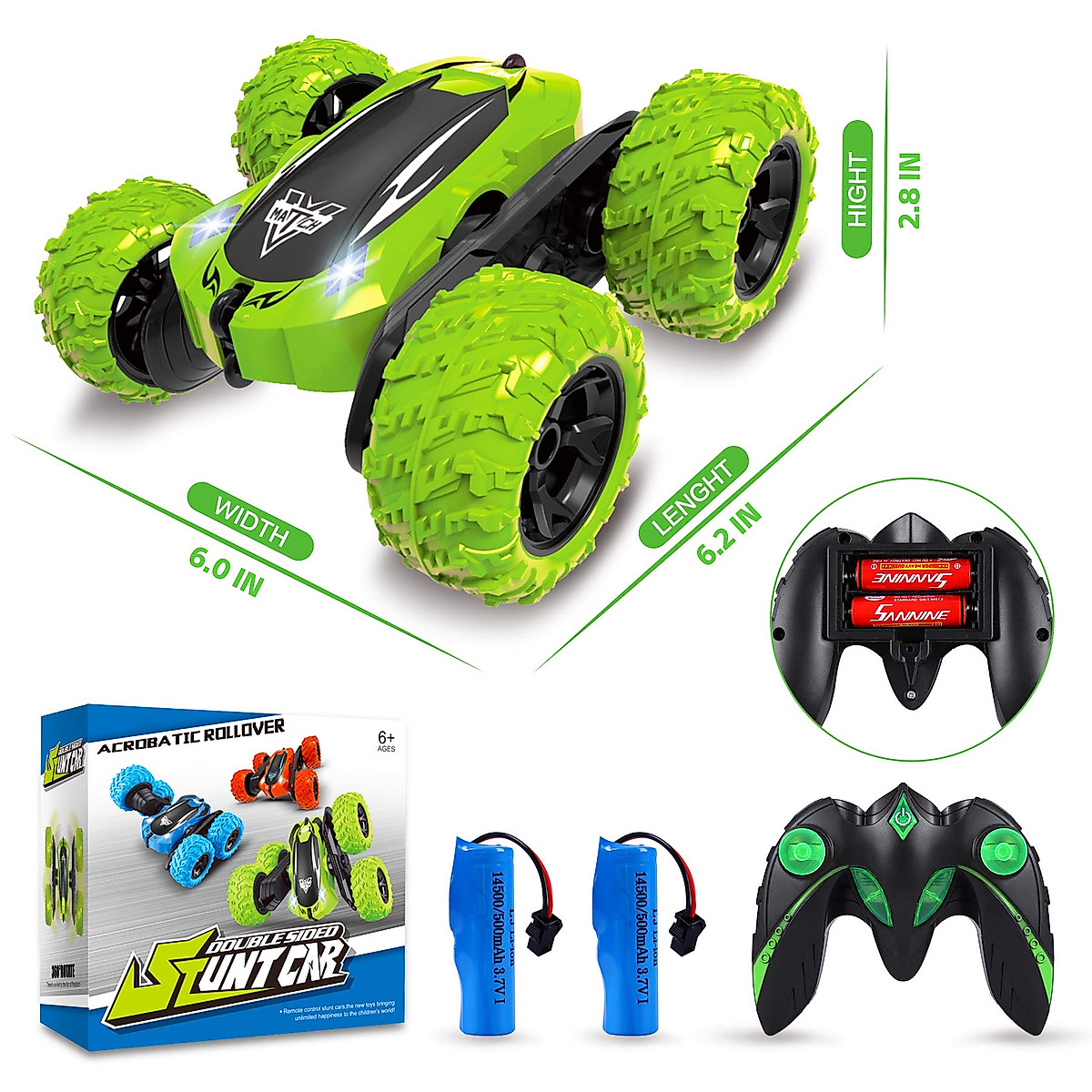 Bottleboom Remote Control Car,4WD Double Sided 360° Rotating RC Car with Headlights, Stunt Car Toy, Kid's Toy Gift Cars for 6 7 8 9 10 11 12 Years Old Boys