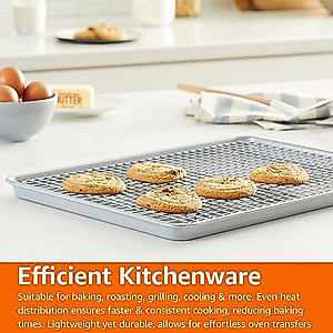 Amazon Basics Nonstick Baking Sheet & Cooling Rack Set, Half Sheet Size - 1 Pack, Gray