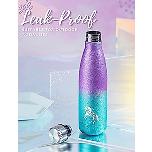 Onebttl Horse Bottle for Girls, Women, Insulated Stainless Steel Water Bottle, for Equestrian, Horse Lovers, Cowgirls, Perfect for Birthday, Back to School, Violet-Blue Gradient Glitter