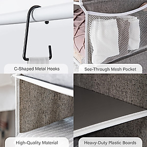 StorageWorks 5-Shelf Jumbo Hanging Storage Closet, Hanging Organizer for Closet Rod, Hanging Cloth Organizer Storage, Canvas, Gray, 13" D x 15" W x 47 ¾" H