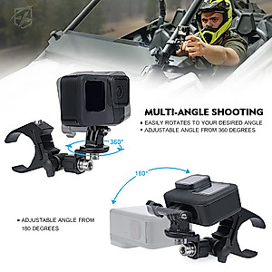 Xprite UTV C-Clamps Mounting Bracket Compatible with GoPro Fits 1.75" - 2 Inch Roll Bar Cages Mount, Heavy-Duty Aluminum Outdoor Camera Holder Brackets for Off-Road SXS RZR Can-Am Rollcage - 1 Pc