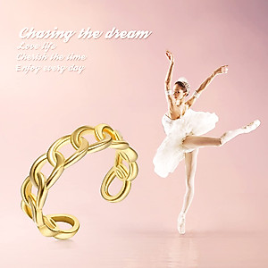 YKYLHSYXR Chain Link Rings,Trendy Cuban Link Ring, Minimalist Figaro Link Ring, Personality Anchor Link Ring, Open Adjustable Size with Jewelry Box for Women Men